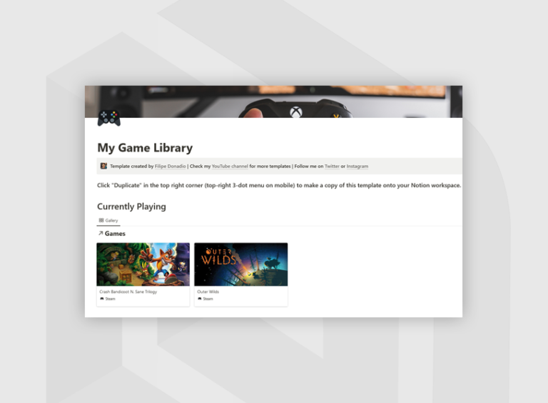 Best Notion Video Game Templates (Game Trackers, Library)